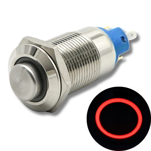 12mm Size RED Led Stainless Steel Latching Type Push Button Switch 5v ...
