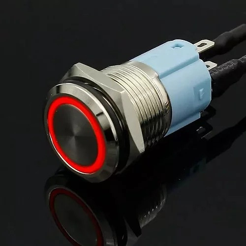 22mm Size RED Led Stainless Steel Momentary Type Push Button Switch 5V ...