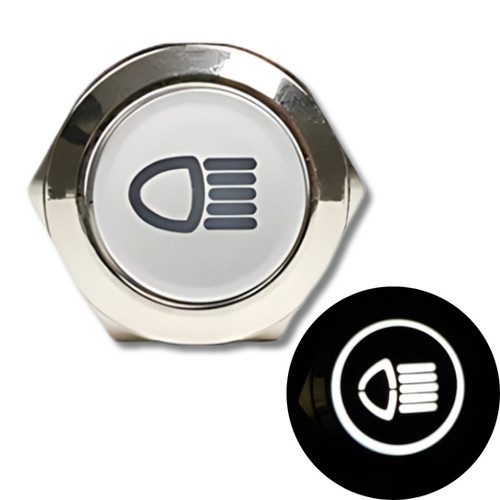 16mm Size WHITE FOG LIGHT Symbol SS Latching Type Push Button Switch 5v ...