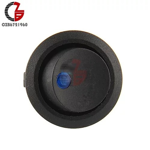 20mm Round Rocker Switches Black with BLUE Led Dot Light (2 Pin) 12v DC ...