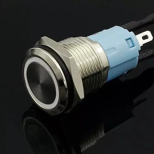 16mm Size WHITE Led Stainless Steel Momentary Type Push Button Switch ...