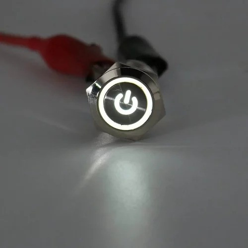16mm Size Latching Type WHITE Power Symbol 5v-24v DC Push Button Switch ...