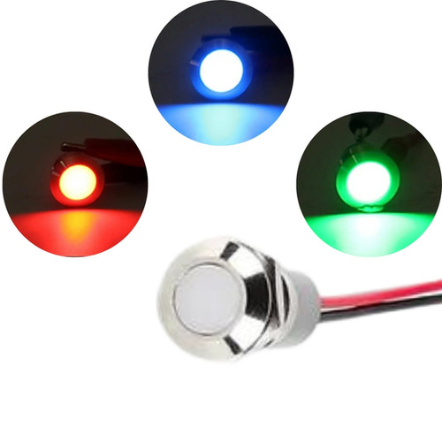12mm RGB led metal indicator light with 400mm cable 12v DC (5-24v ...