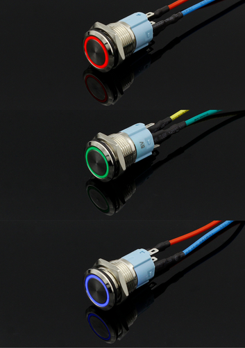 16mm Latching Stainless Steel RGB LED Pushbutton switch | RDR Store