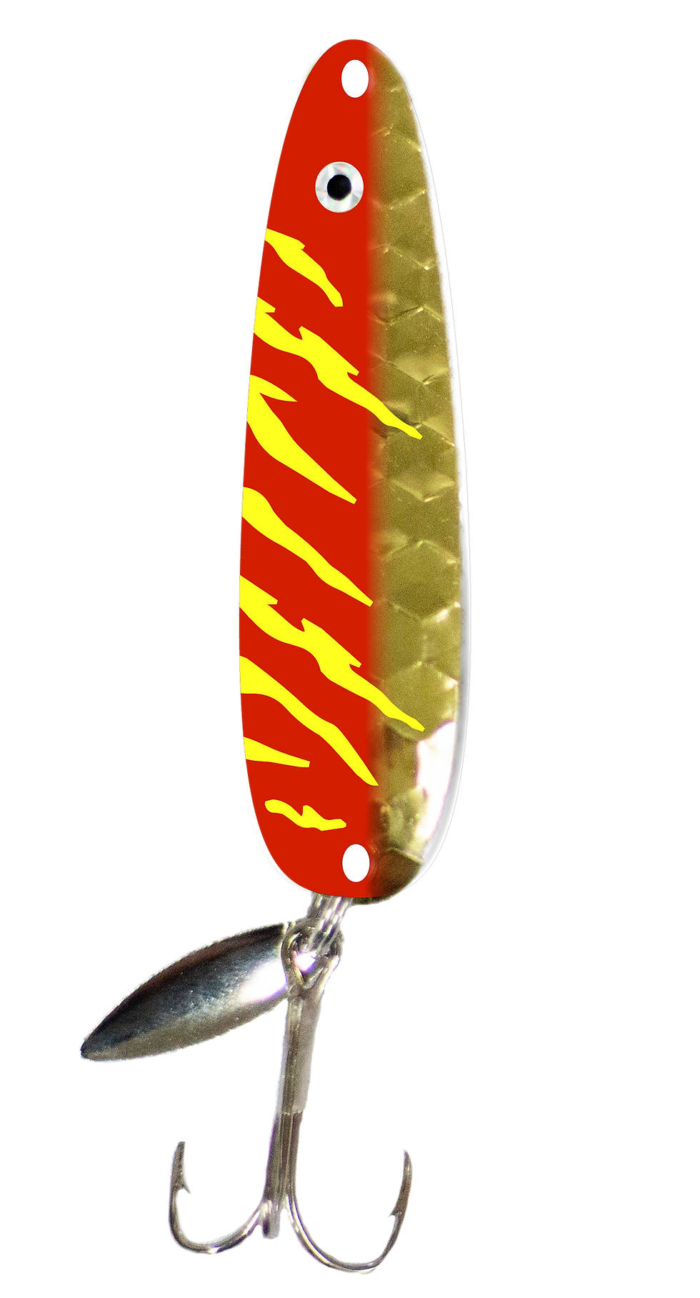 Hex Gold Red Tiger Flutter Spoon | Pelican Lures