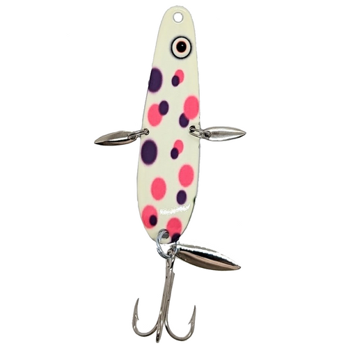 Glow Pink Dot Flashback Flutter Spoon Lure | Pelican Lures