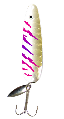 Hex Gold White Tiger Flutter Spoon | Pelican Lures