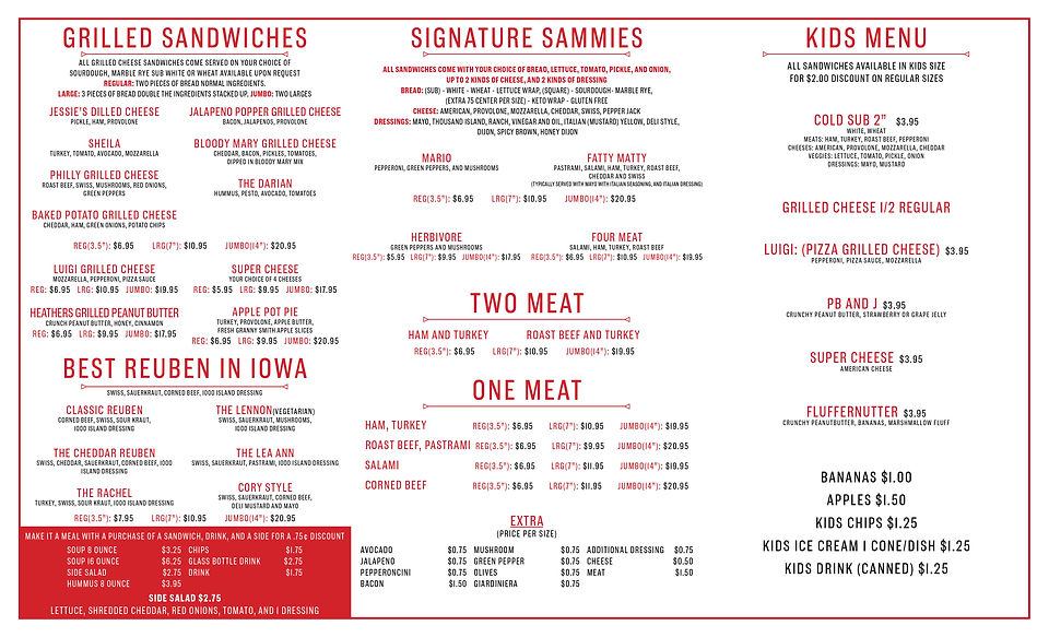 Menu | Jay's Deli | United States