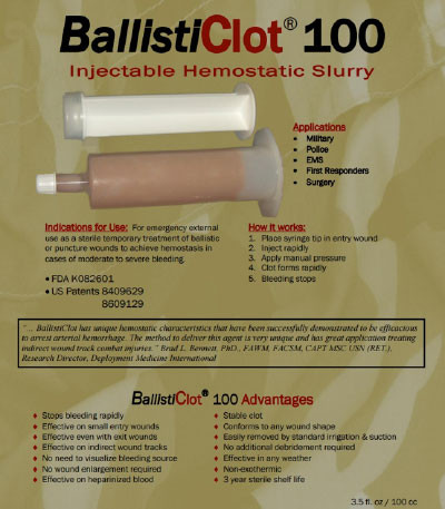 BallistiClot 100- 100cc Hemostatic slurry in injectable syringe ...