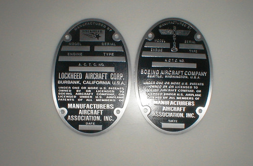 Data Plates (Lockheed, Vega, Boeing, Douglas) | aphs