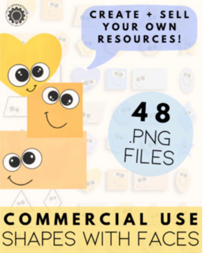 Commercial Use: 48 Shapes with Faces, Shape ClipArt to Create Your Own ...