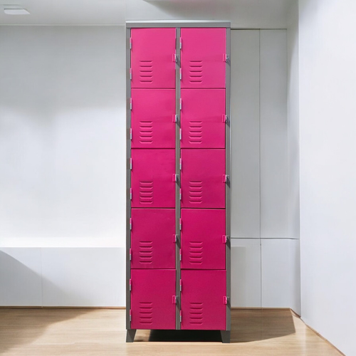 Guarda Volume Locker para vestiário 10 portas Cinza/Pink | Lockers Online