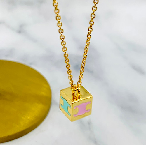 CELINE Pastel Monogram Cube Necklace - Pre owned | The Refashion