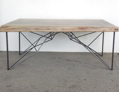 Solid Walnut slab on Wired base | STATUSWOOD