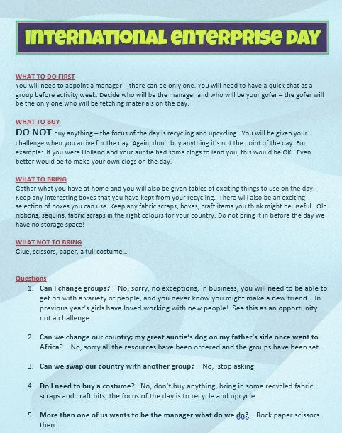 Enterprise day ideas