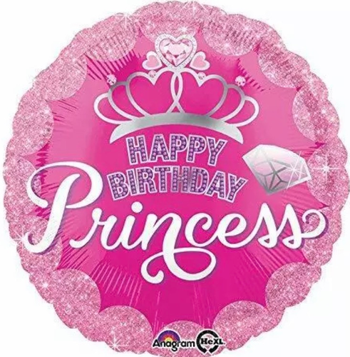 Happy Birthday Princess Crown 18” Mylar | balloonsatthecurb