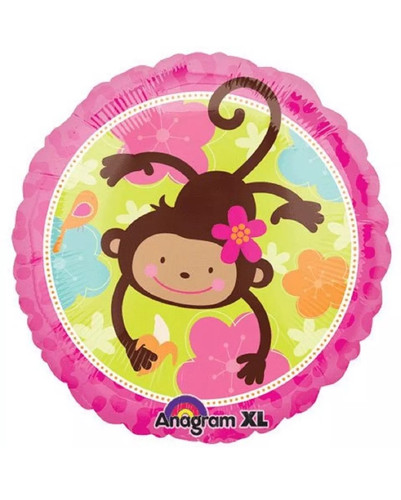 Monkey Love Mod Pink Animal Luau Balloon | balloonsatthecurb