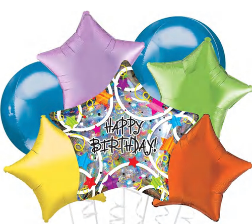 Premium Happy Birthday Star Balloon Bouquet | balloonsatthecurb