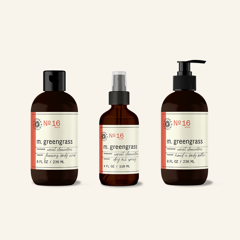 m. greengrass candles + luxe body products