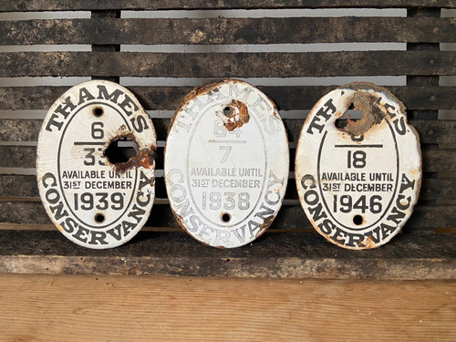 1x Enamel Thames Conservancy boat registration plaque - Rusty & Worn ...