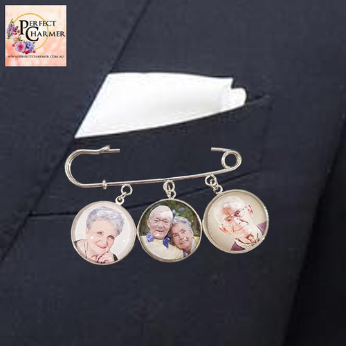 Suit Pin with 3 Silver Smooth Charms | Perfect Charmer