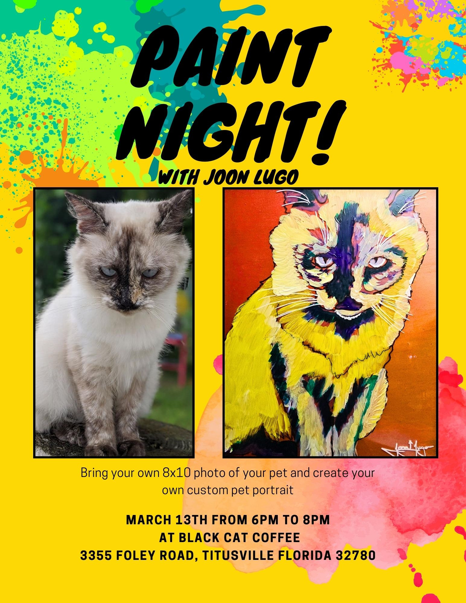 Pet Portrait Paint Night | Blackcatcoffee