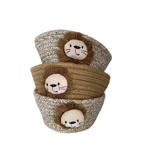 Cute Lion Woven Basket - Small | Baby J's