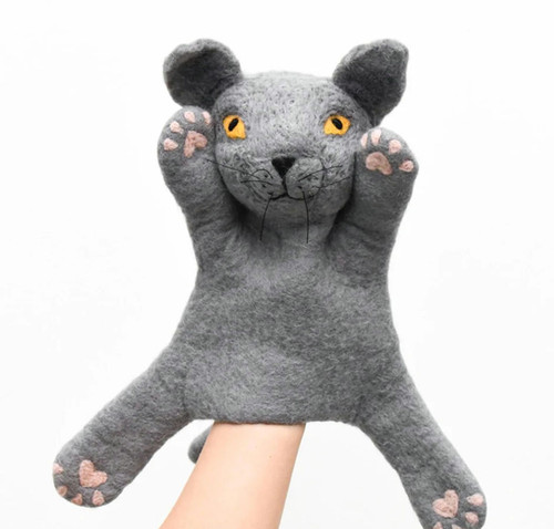 Grey cat hand puppet | Fossika