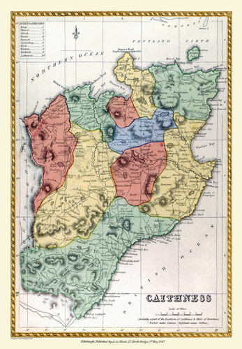 Map of Caithness Scotland 1847 by A&C Black | Grovely Puzzles