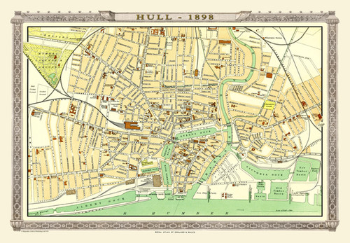 Map of Hull 1898 from the Royal Atlas by Bartholomew | Grovely Puzzles
