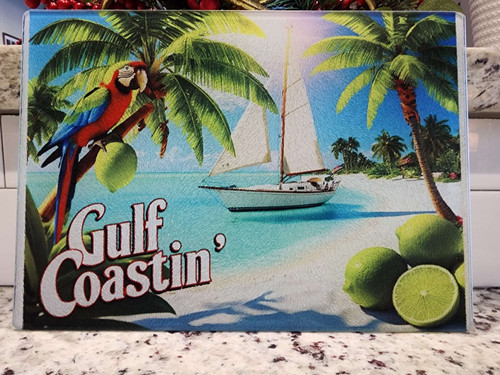 C.G. Tropical Island ,Textured Tempered Glass Cutting Board . | Gulf ...