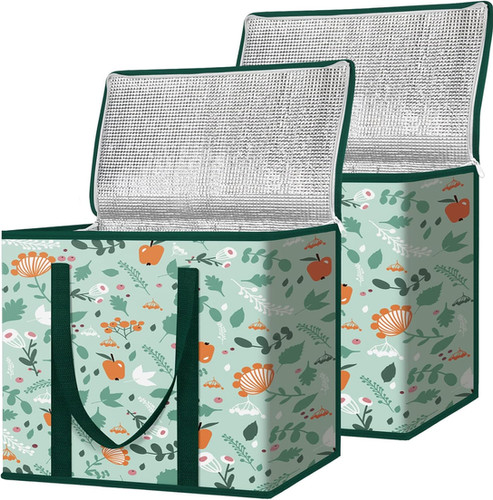 (2 Pack) Insulated Reusable Grocery Bags, Collapsible Cooler Bags ...
