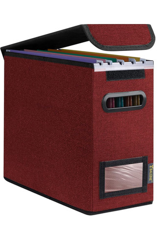 File Organizer Box with Lid, Collapsible File Folder Organizer ...