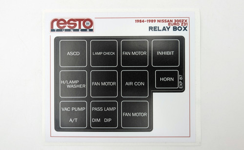 1984 -1989 300ZX Euro Relay Box Decal | Resto Tuner