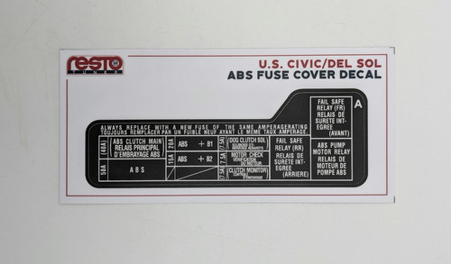 ABS Fuse Box Cover Replacement Decal | Resto Tuner
