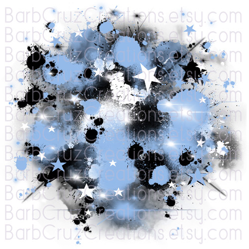 Airbrushed Star Burst Light Sky Blue Digital Background, Sublimation ...