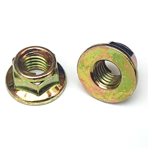 M8 Flange Metal Locking Nut Yellow Passivated | zedparts