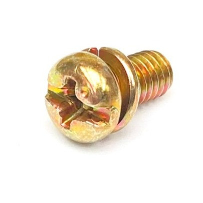 M4x06 +/- Phil/Slot Pan Screw w/Spring Washer Yellow Passivate JIS ...