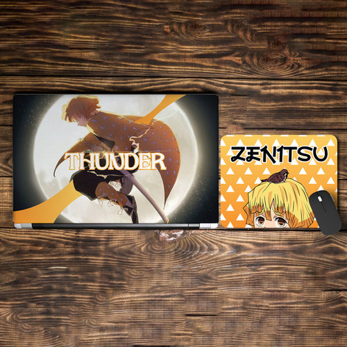 Zenitsu | Thunder | Demon Slayer | Laptop skin & Mousepad Combo ...