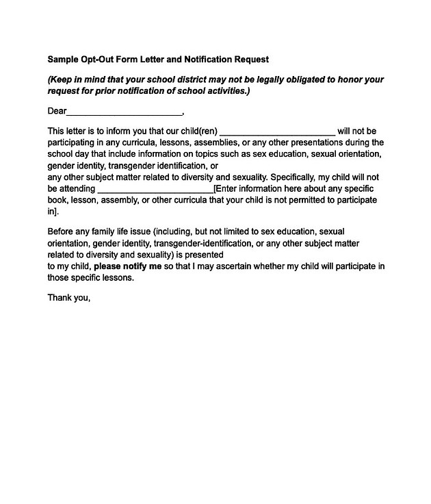 Parent OPT-out Letter and Sample Records | Ramona Bessinger
