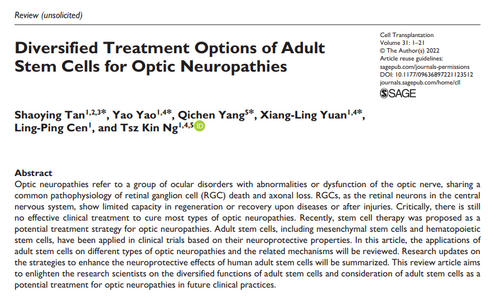 Diversified Treatment Options of Adult Stem Cells for Optic ...