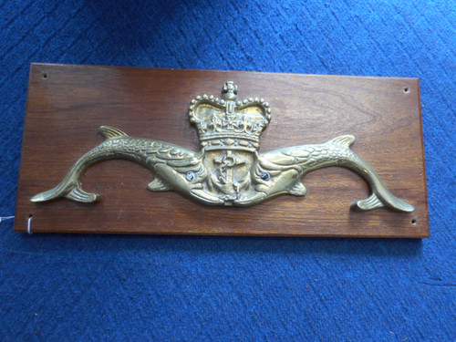 RN Submariners brass crest on board | Bonds Nautical