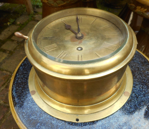 19th Century Fusee brass dial clock | Bonds Nautical