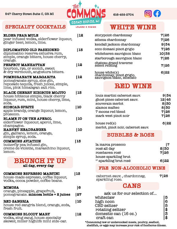 Menus | The Commons Grand Ra