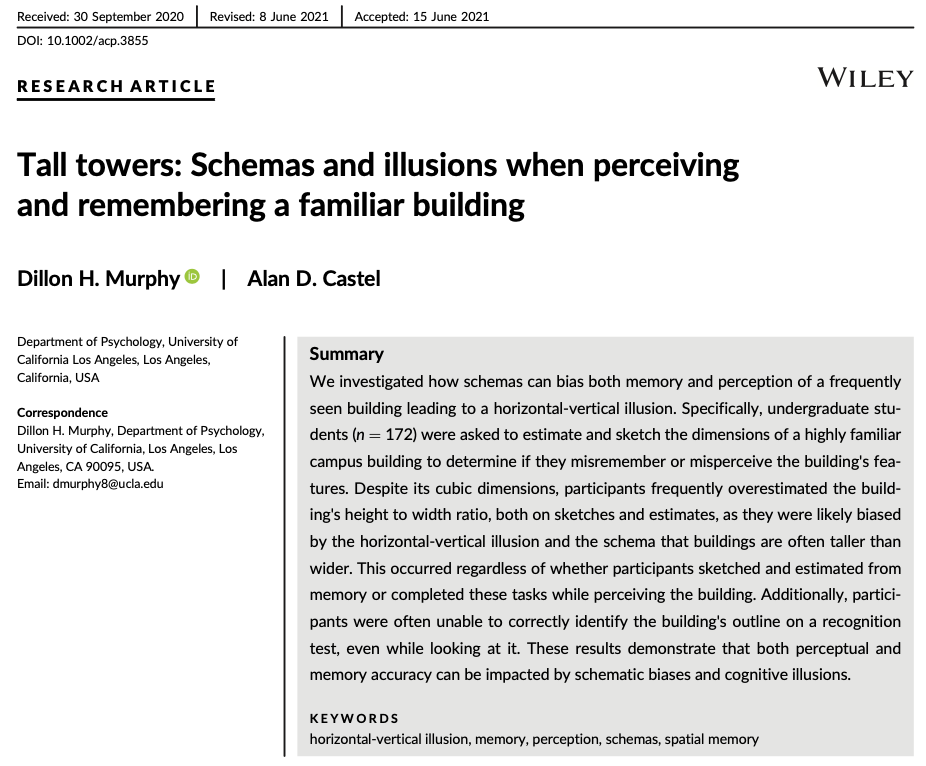 Tall Towers: Schemas and Illusions When Perceiving and Remembering a ...
