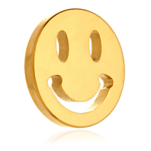 Zircon Gold Ti Threadless Smiley Emoji Attachment | Hindsight
