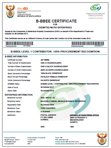 CIPC BBBEE CERTIFICATE | anime