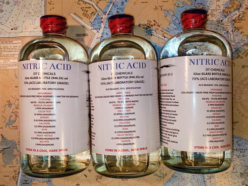 3 Pack, Nitric Acid, 70% ACS Laboratory Grade, ACS Reagent 32oz Glass ...