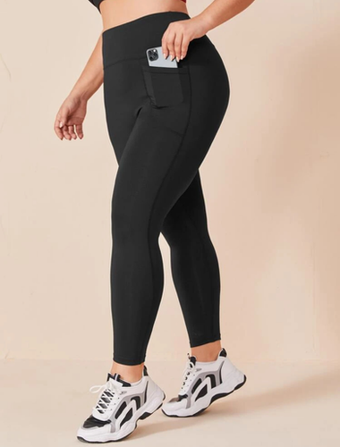 PLUS RANGE Black High Rise Colour Block Sports Leggings | Dreampulseza