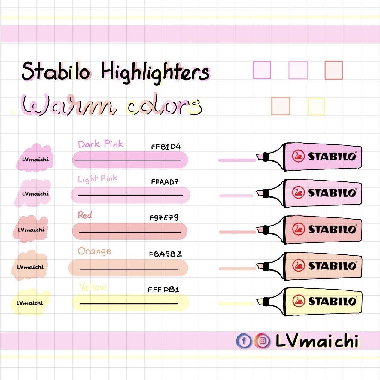 [FULL 20 MÀU] BẢNG MÀU VIẾT DẠ QUANG - STABILO BOSS HIGHLIGHTERS COLORS ...